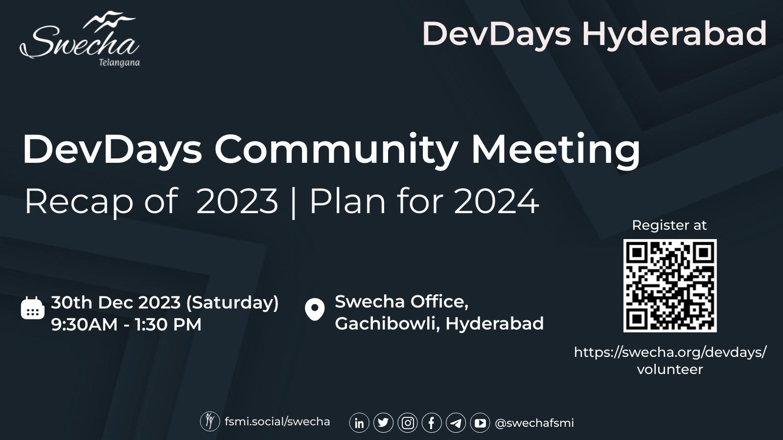 Volunteer at DevDays - Developer meets by Swecha | Swecha